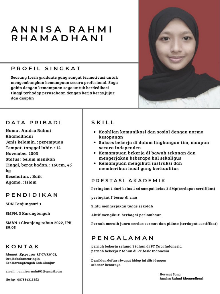 Profil Annisa Rahmi Rhamadhani | PDF