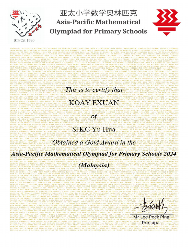 APMOPS 2024: SJKC Yu Hua Participation | PDF