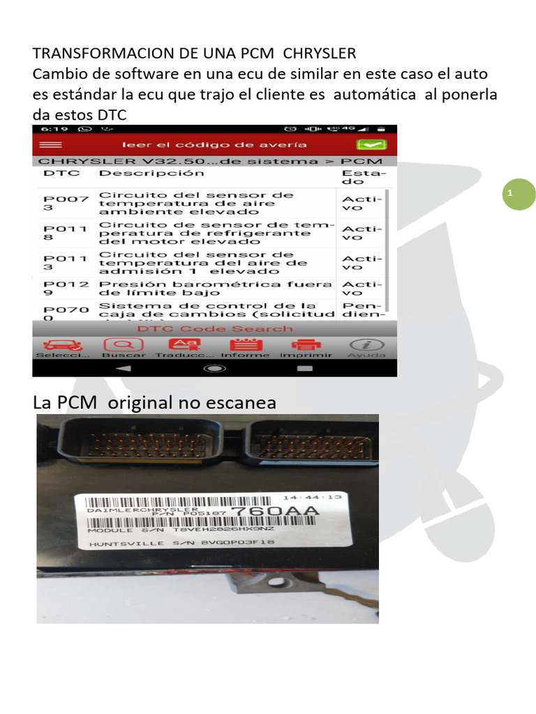 Transformación de PCM Chrysler y DTC | PDF
