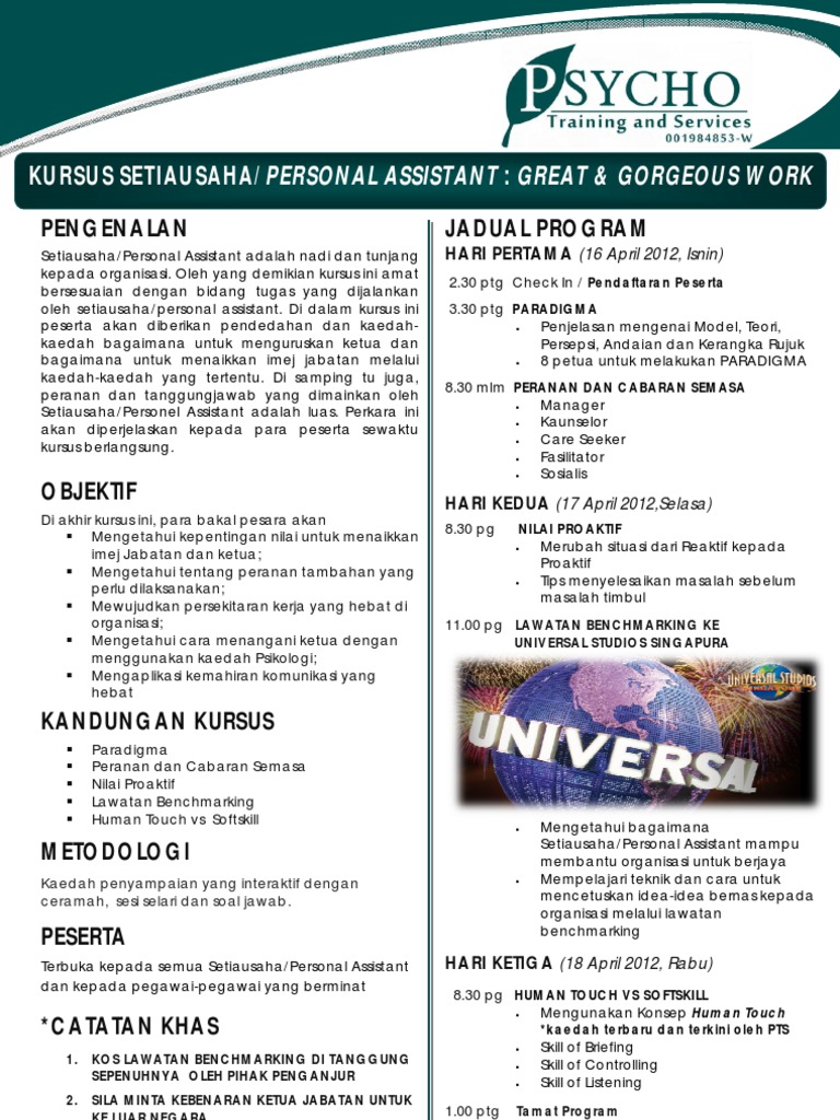 Kursus Setiausaha Pejabat 2012 | PDF