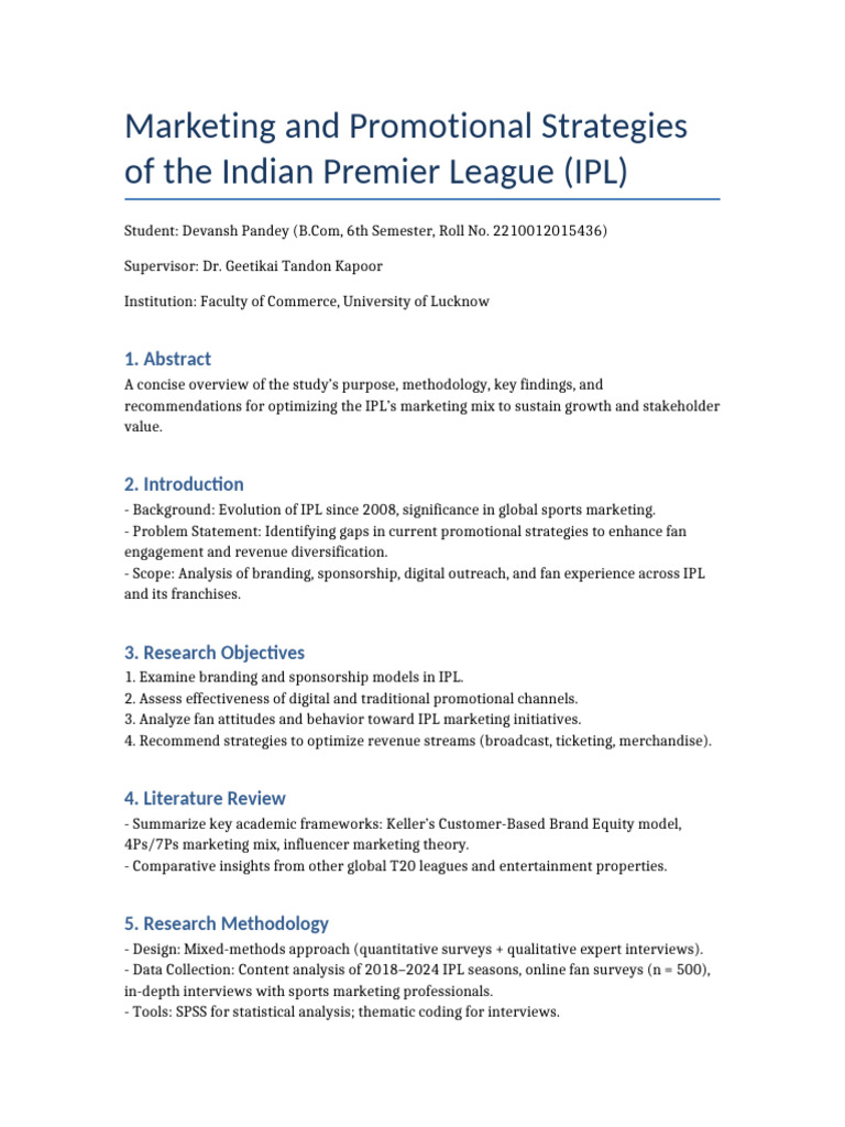 IPL Marketing Strategies Analysis | PDF | Marketing | Methodology