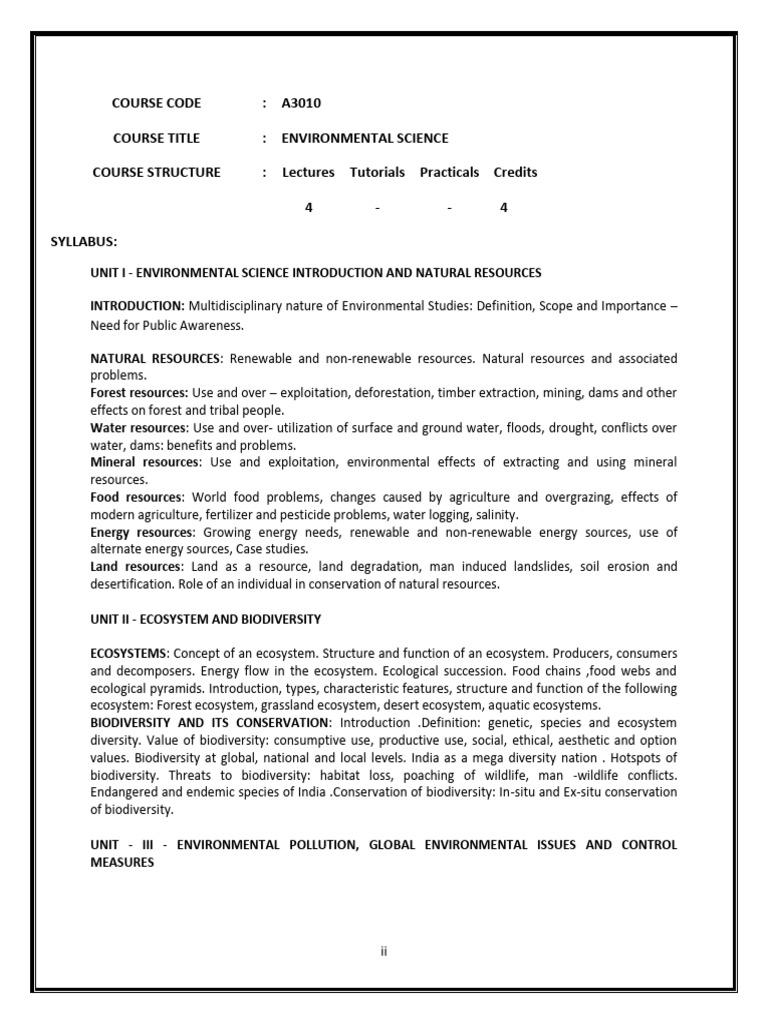 Environmental Studies- Notes | PDF | Earth Sciences | Environmental Science