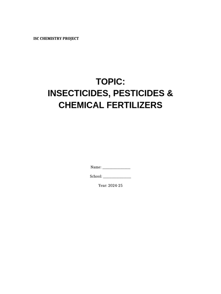 ISC Chemistry Project Final | PDF | Pesticide | Agriculture