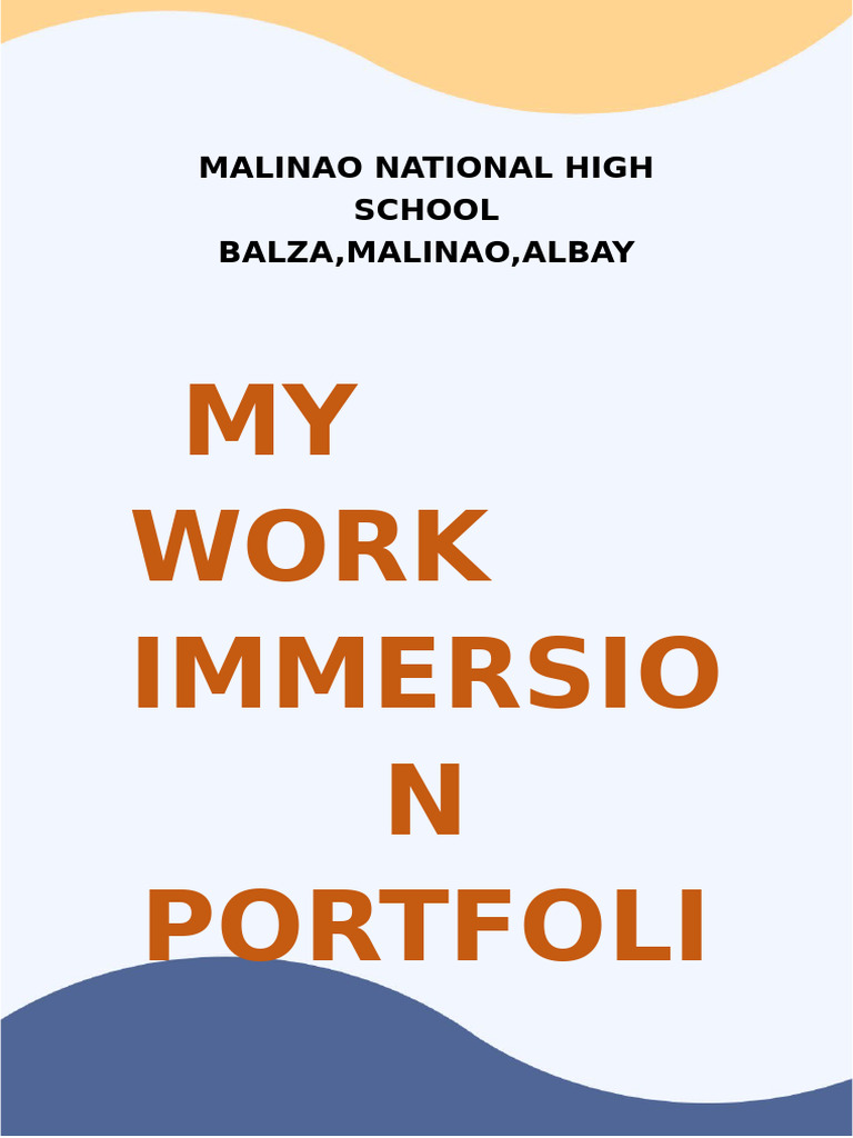 Work Immersion Portfolio of Mark Azuela | PDF