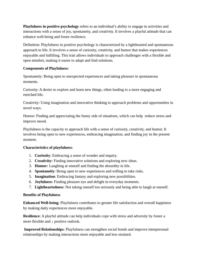 Playfullness | PDF | Creativity | Flow (Psychology)