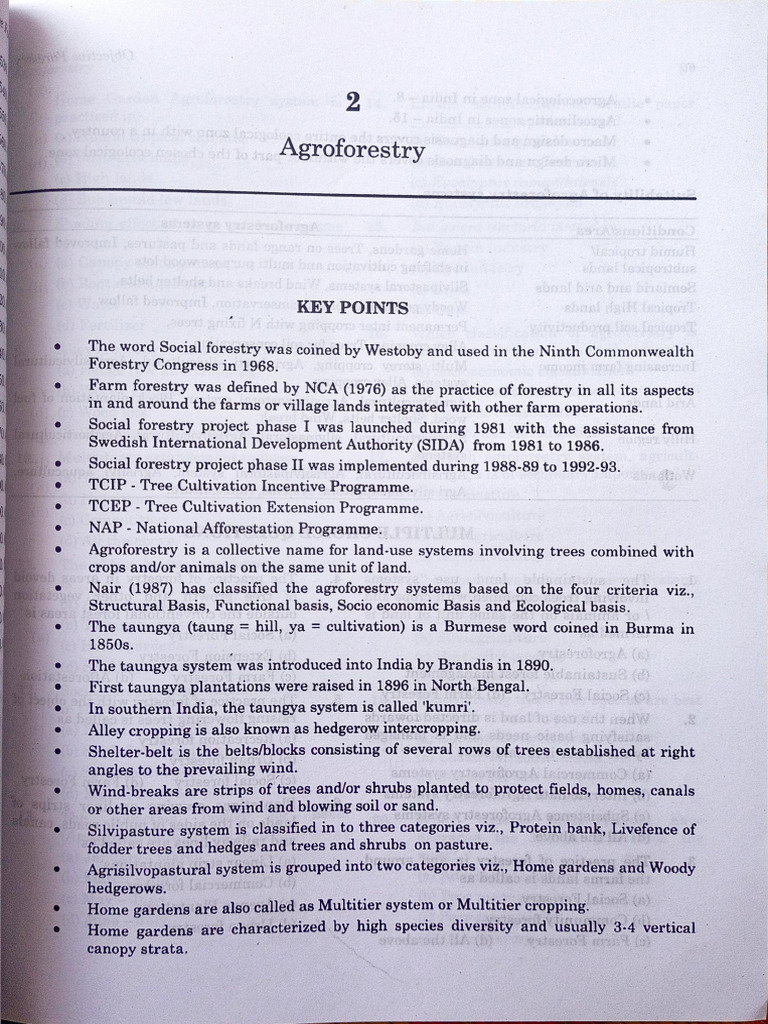 Agroforestry Objective Forestry MCQs | PDF