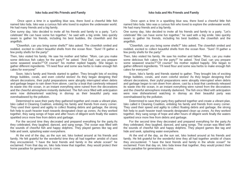 Isko Isda and His Friends and Family | PDF