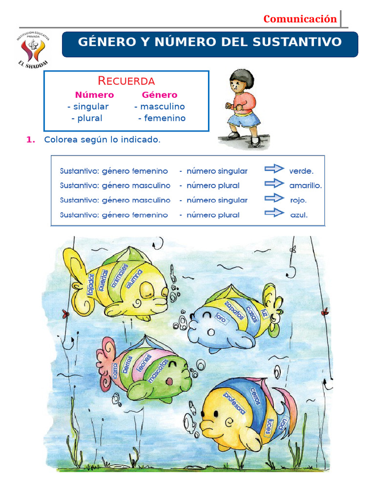 GENERO Y NUMERO DEL SUSTANTIVO 3er Grado 2022 | PDF
