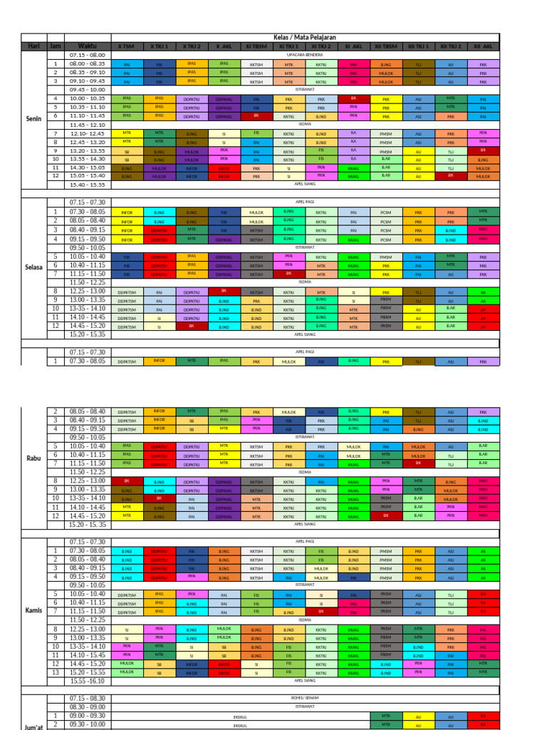 Jadwal Semester Kumer Genap 2024-2025 Revisi | PDF