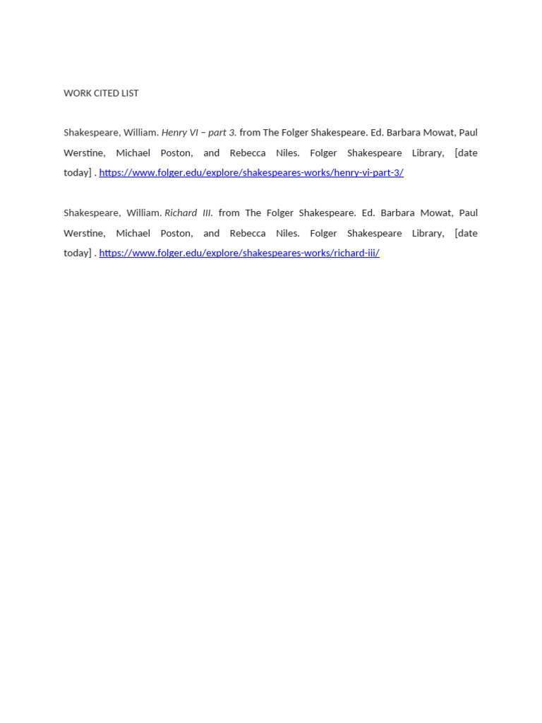 Work Cited List | PDF