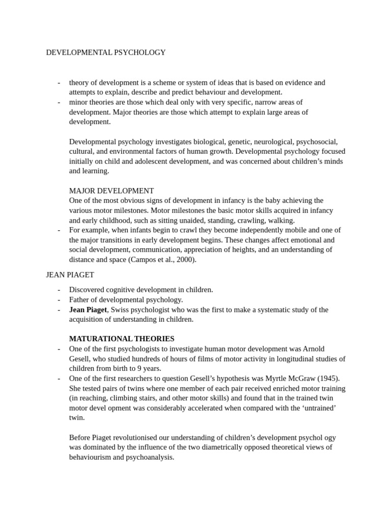 Overview of Developmental Psychology | PDF | Attachment Theory ...