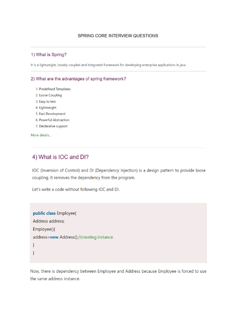Spring Core Interview Questions | PDF