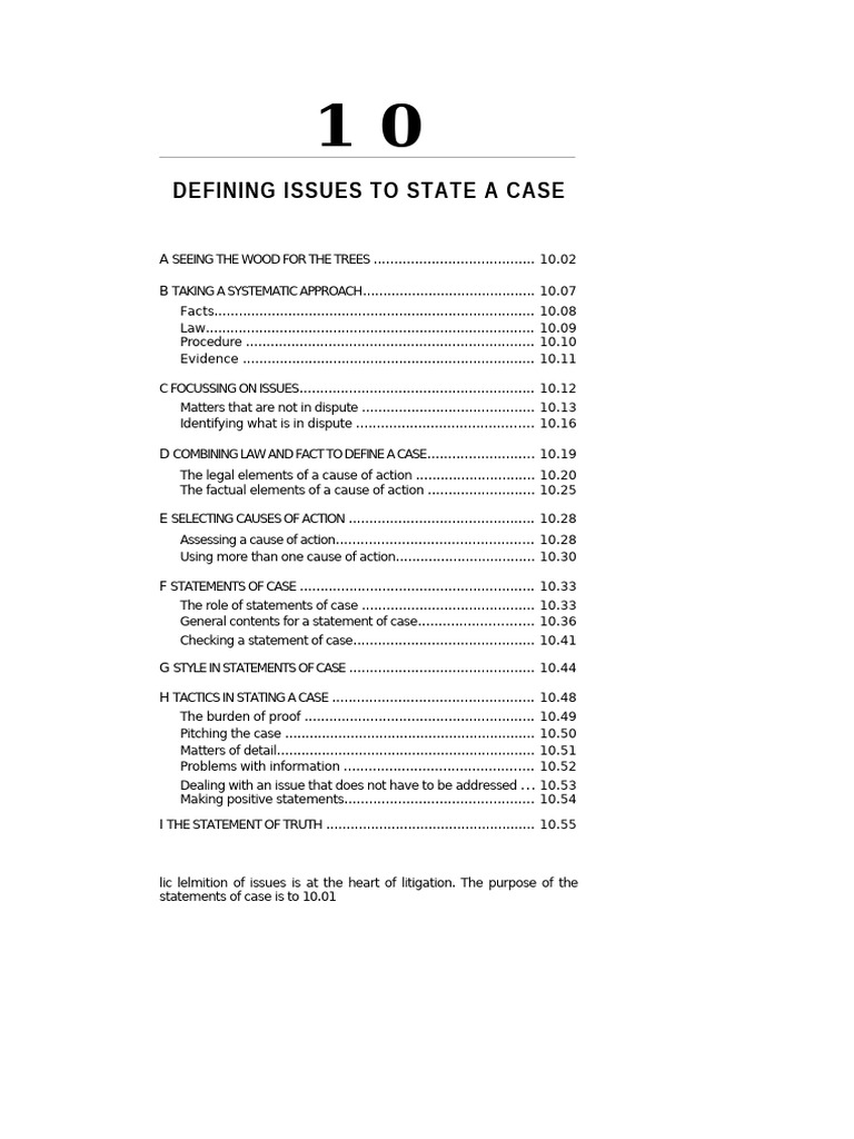 Susan Blake 'DEFINING ISSUES TO STATE A CASE' Ch. 10 in PRACTICAL ...
