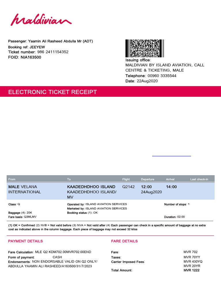 Your Electronic Ticket-EMD Receipt | PDF | Aviation | Transport