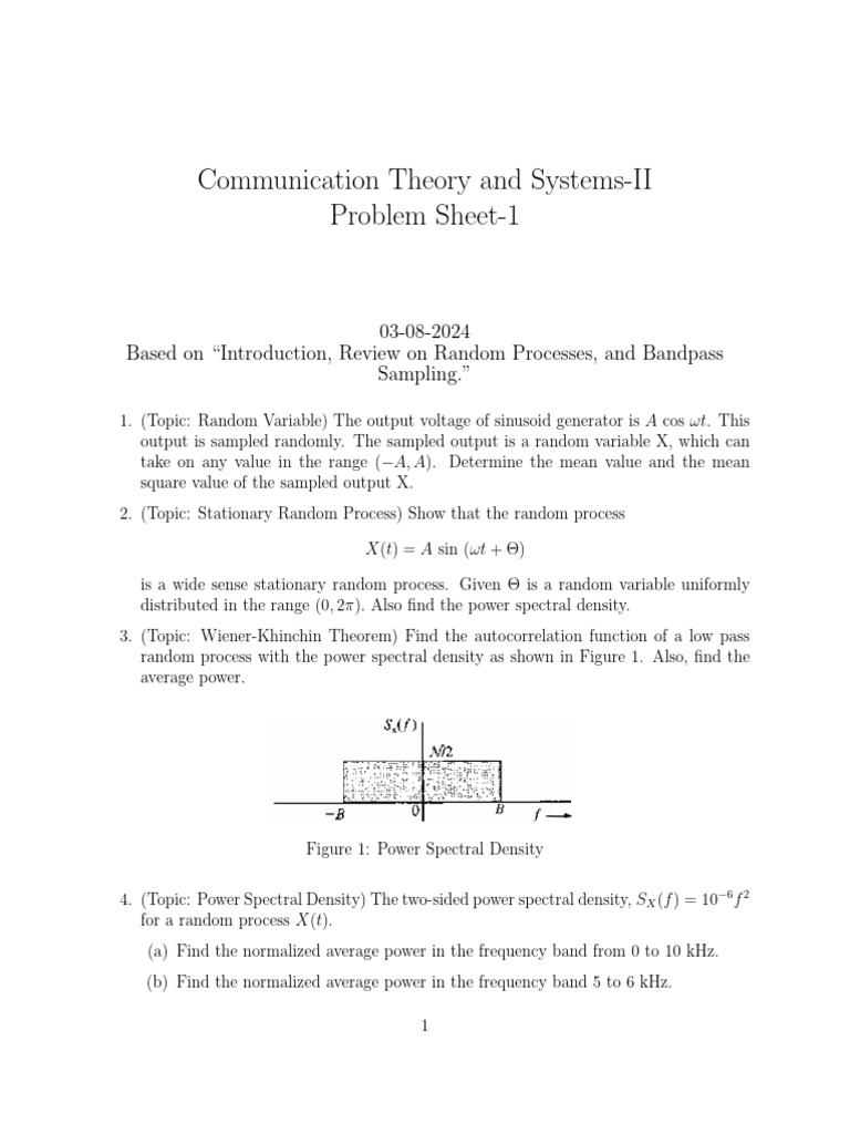 cts2 Problem - Sheet 1 | PDF
