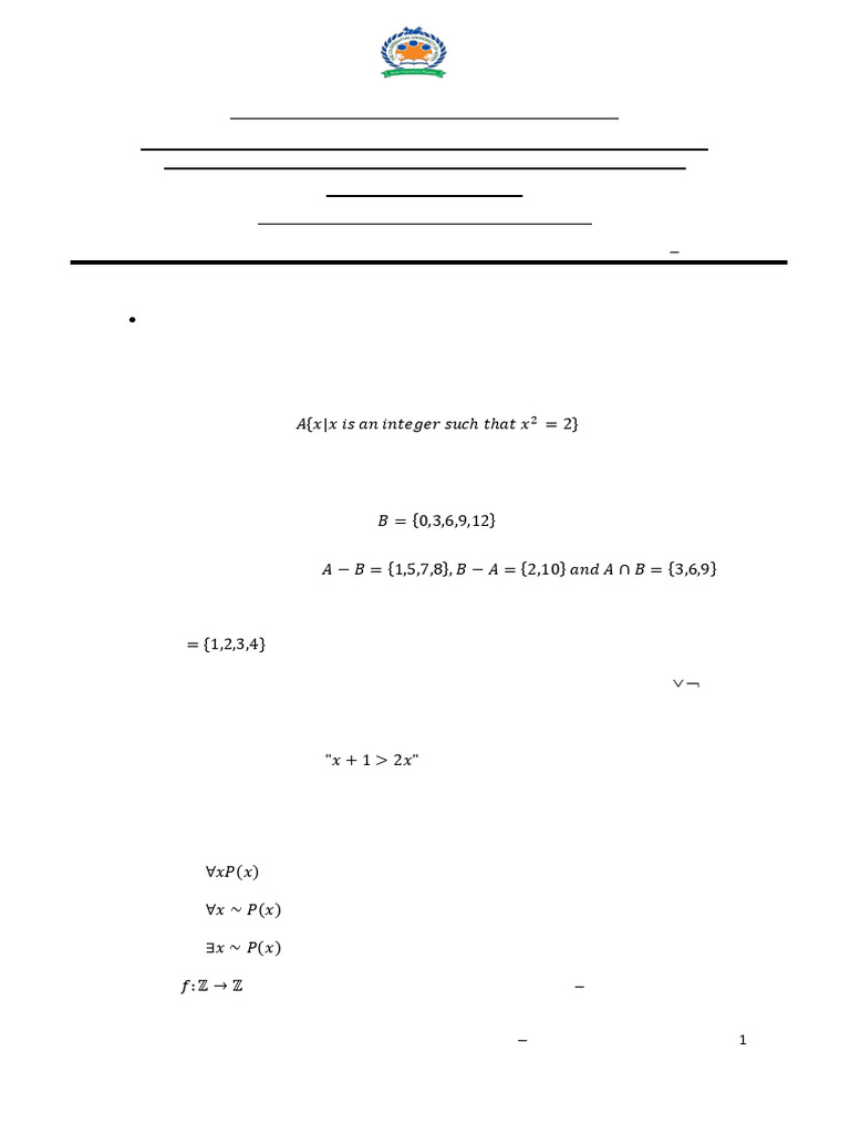 Discrete Mathematics Bmat 1204 | PDF | Mathematical Proof | Integer