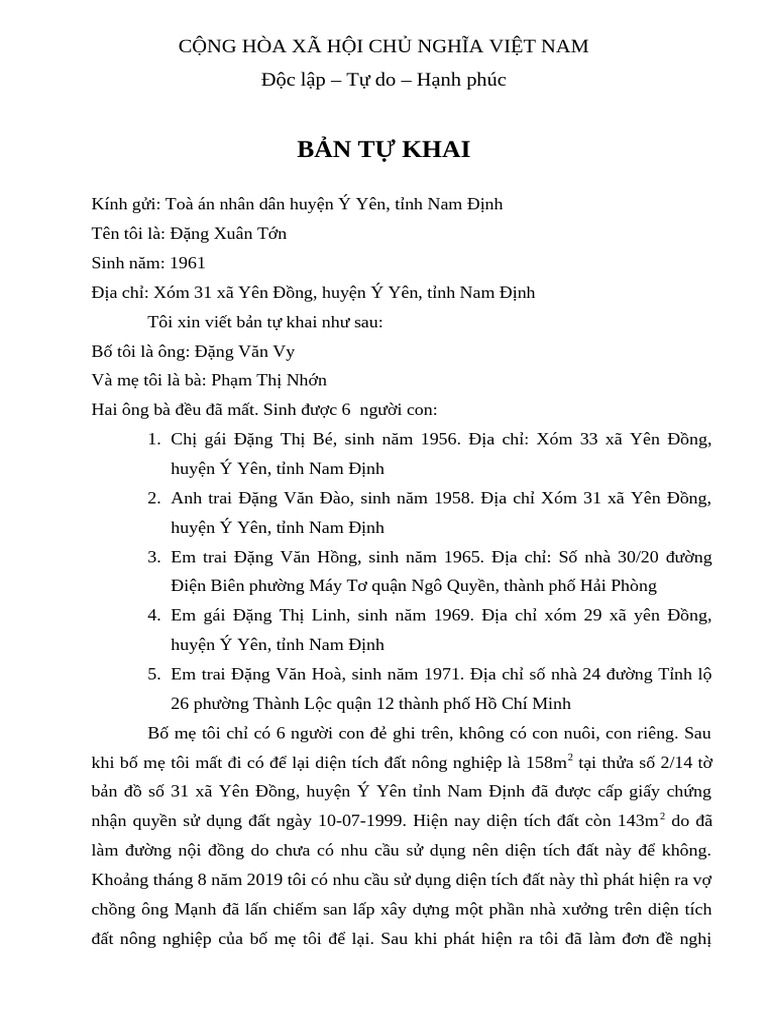 Bản tự khai | PDF