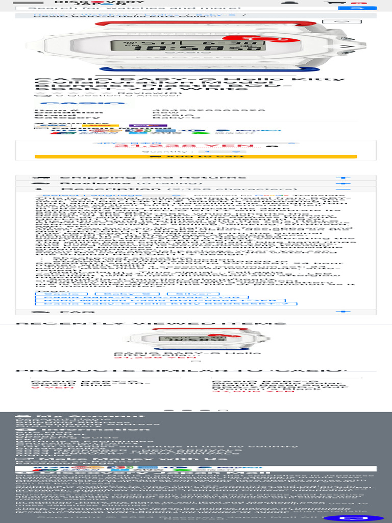 CASIO BABY-G Hello Kitty Collaboration Model Biom | PDF