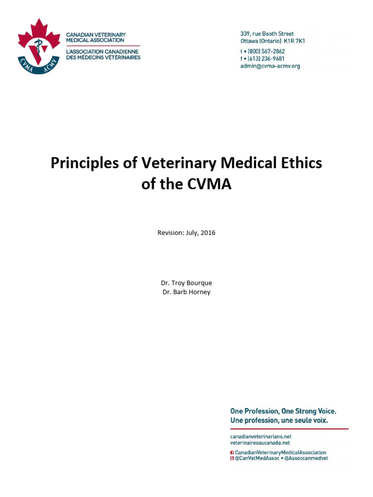 Principles of Veterinary Medical Ethics of The Cvma | PDF | Veterinary Medicine | Medicine