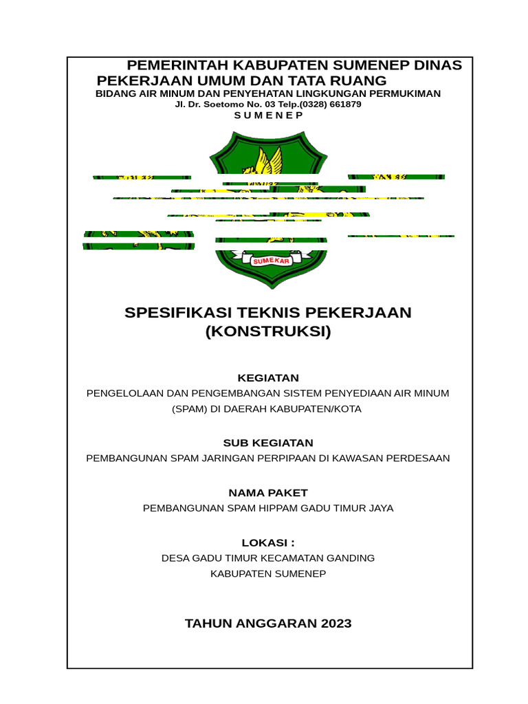Spesifikasi Pembangunan SPAM HIPPAM | PDF