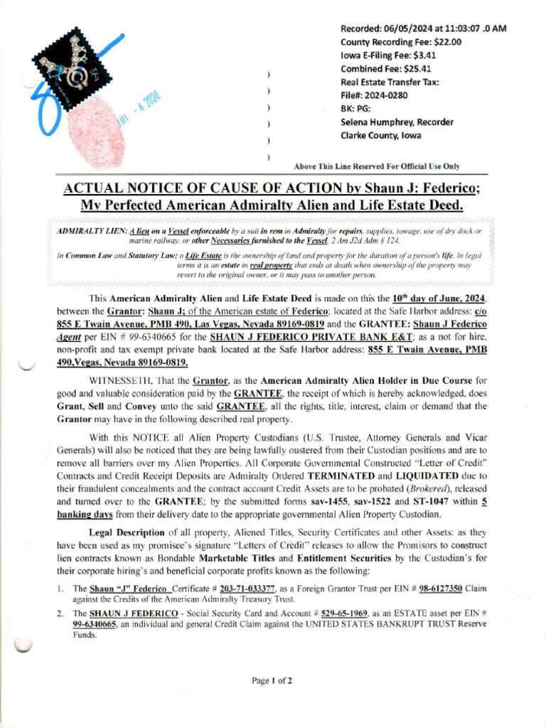 Actual Notice of Cause of Action - Perfected American Admiralty | PDF