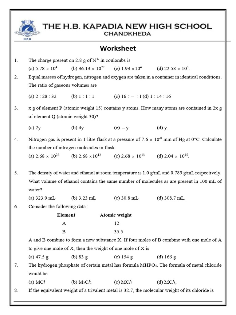 Chemistry Second Assigement | PDF | Mole (Unit) | Physical Sciences