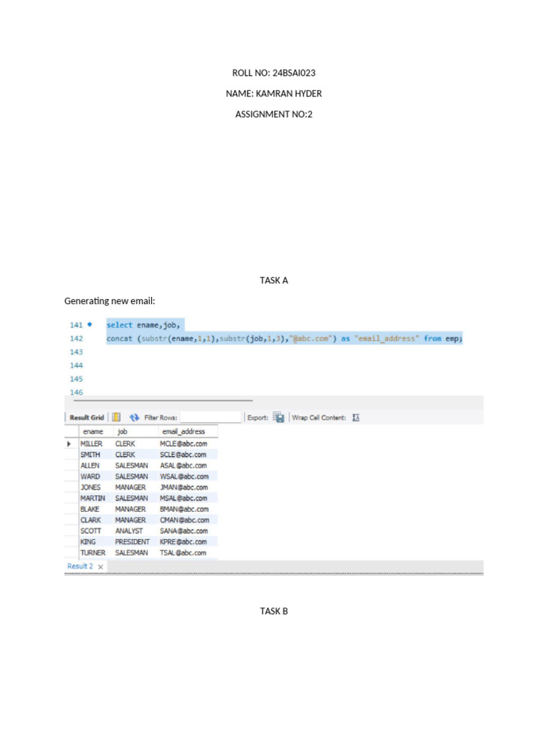 24bsai023 DBMS Assignment 2 | PDF