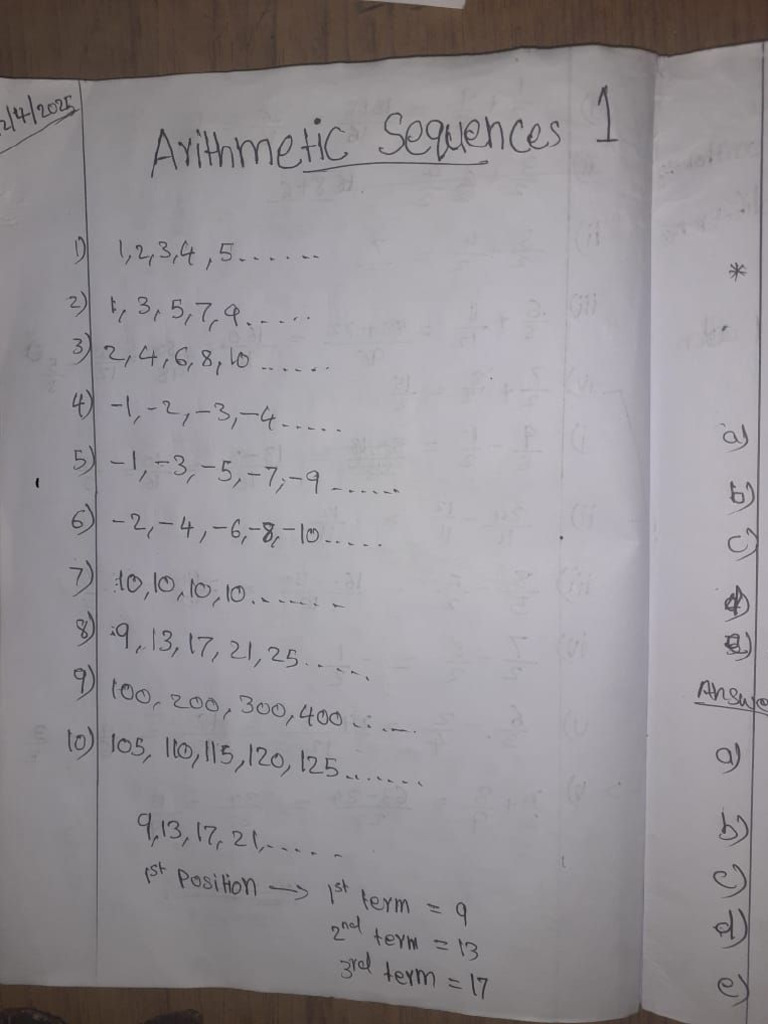 Arithmetic Sequence Notes | PDF