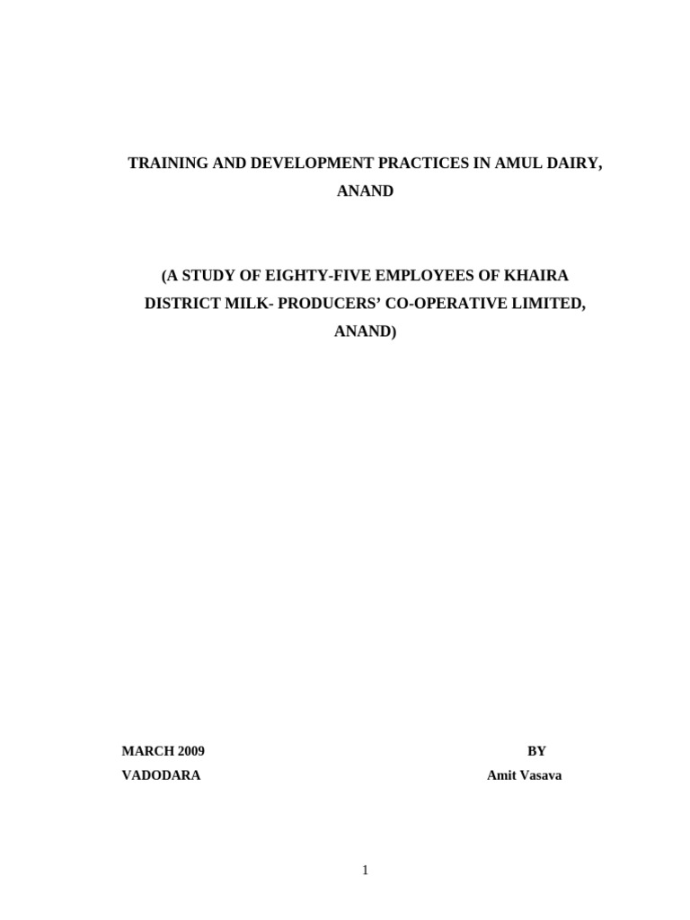 Training and Development Practices in Amul Dairy, Anand | PDF | Employment | Human Resource ...