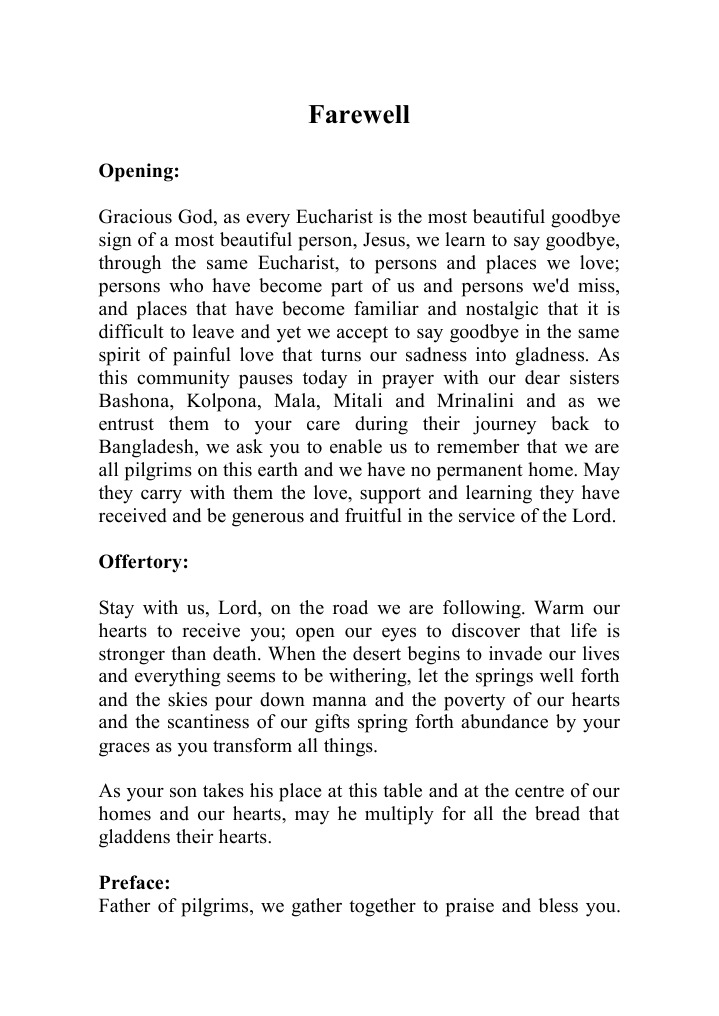 Farewell Mass CSC Srs | PDF | Eucharist | Religious Behaviour And Experience