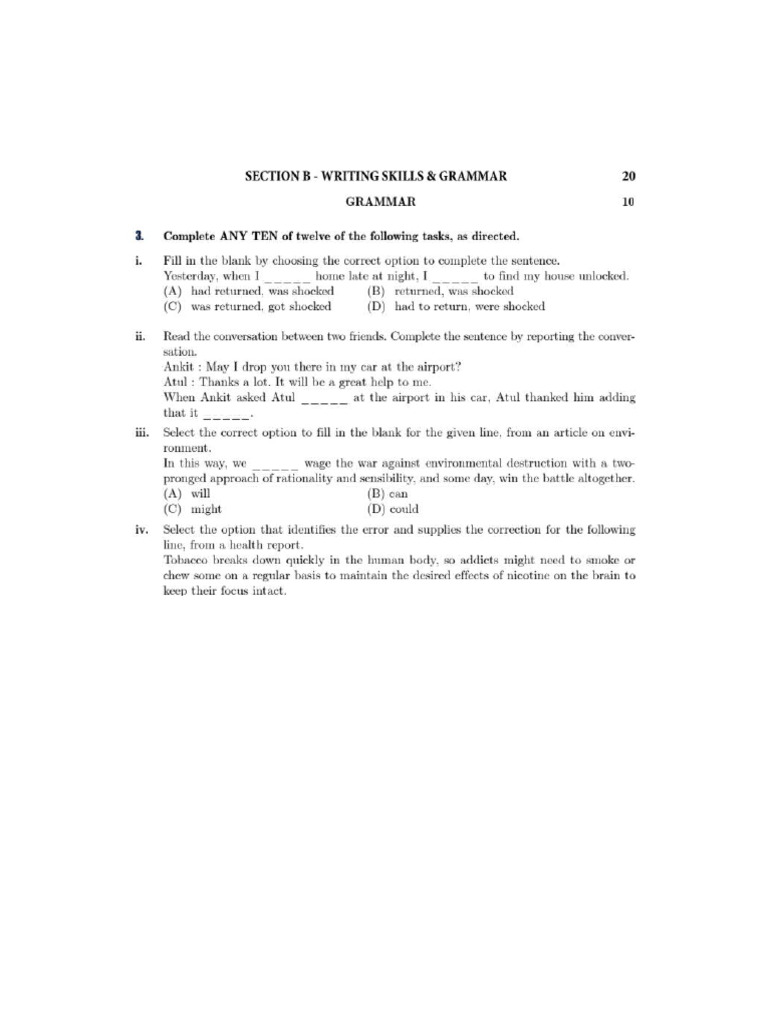 Grammar sample questions (1) | PDF