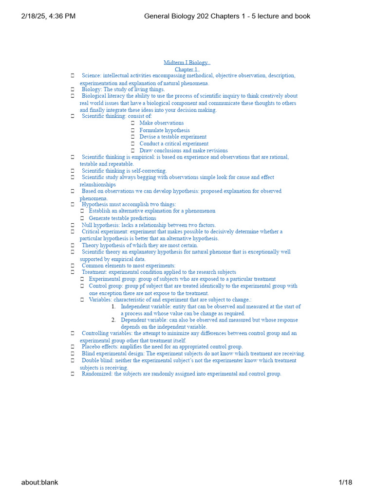 General Biology 202 Chapters 1 - 5 Lecture and Book | PDF | Chemical ...
