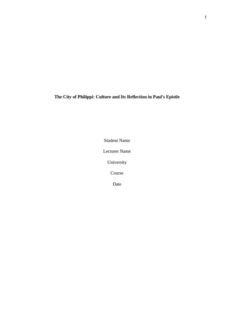Philippi's Culture in Paul's Epistle | PDF | Epistle To The Philippians ...