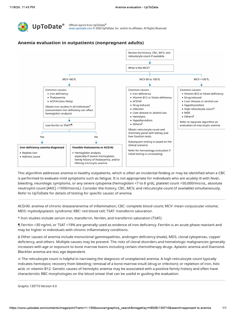 Anemia Evaluation - UpToDate | PDF | Anemia | Medicine