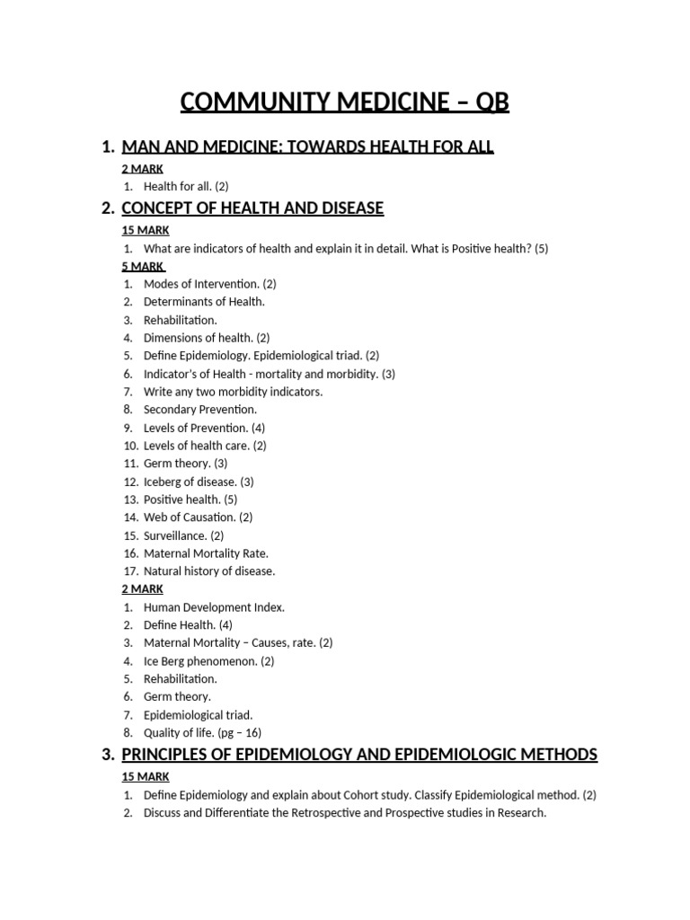Community Medicine QB | PDF | Human Nutrition | Epidemiology