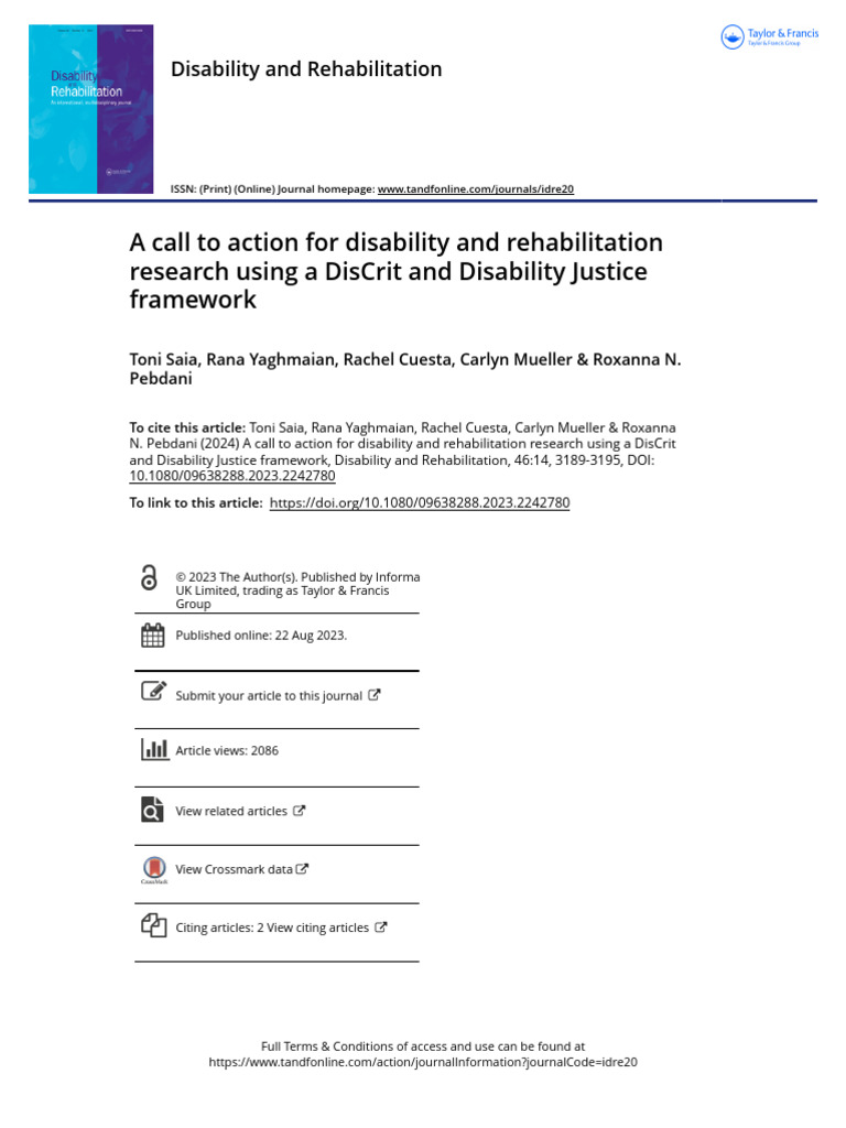 A DisCrit Anddisability Justice Framework Toni Saia Et Al 2024 2 | PDF ...