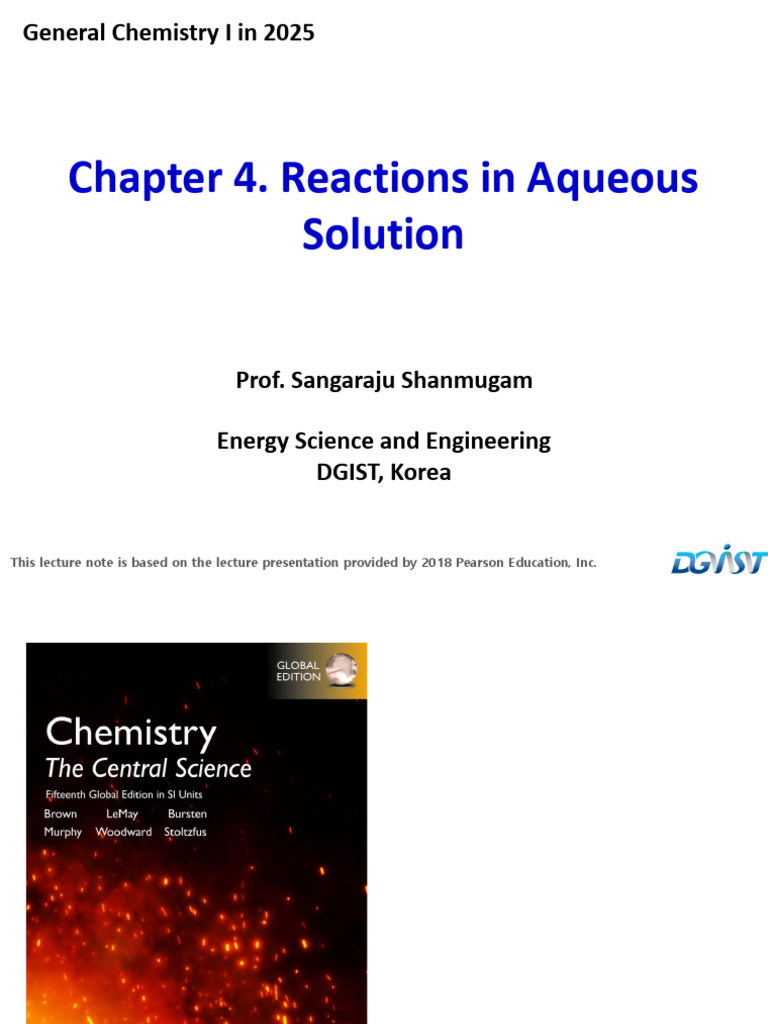 CH04 General Chemistry I 2025 | PDF | Dissociation (Chemistry) | Solvation