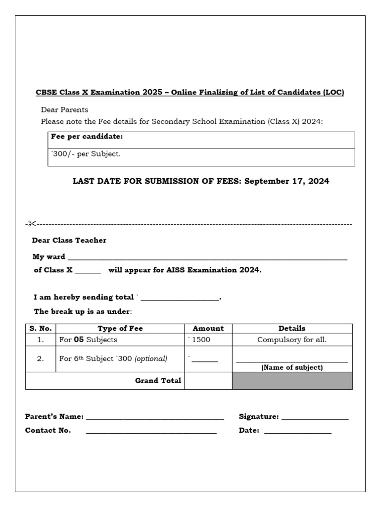 Circular For X Cbse Fee 2023 | PDF