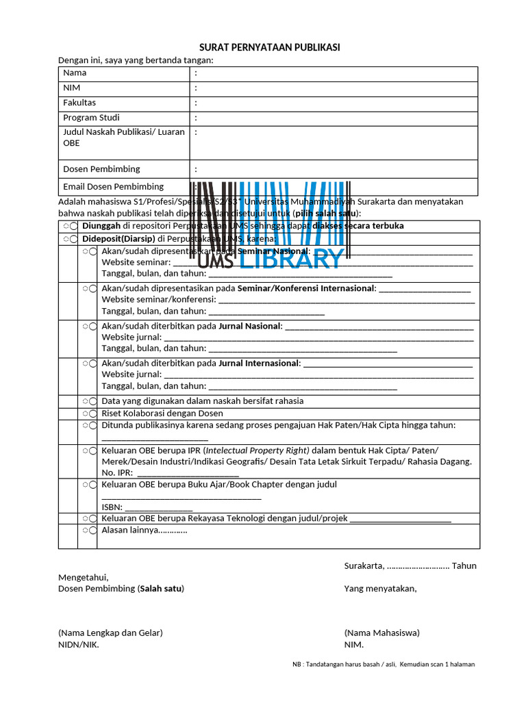 Surat Pernyataan Publikasi 02 03 2023 | PDF