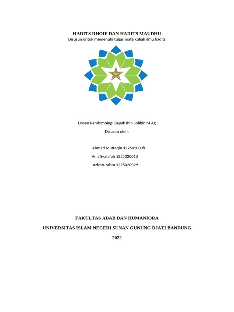 Hadits Dhoif dan Maudhu: Definisi dan Kriteria | PDF