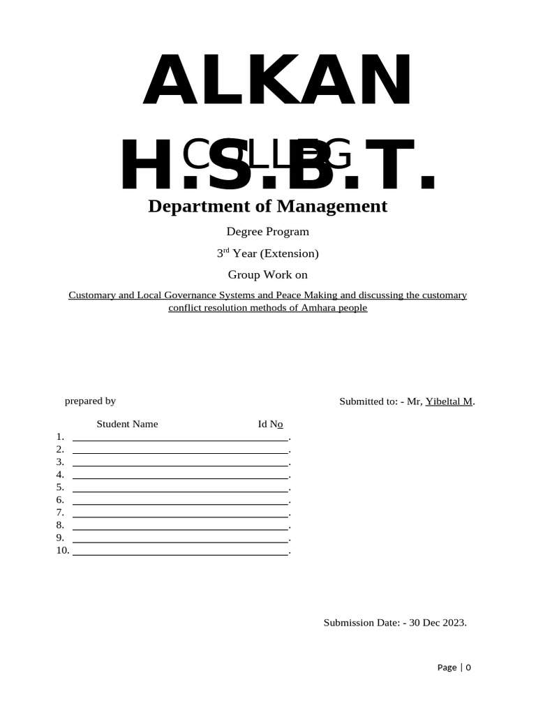 Traditional Conflict Resolution Methods in The Amhara Region, Ethiopia ...
