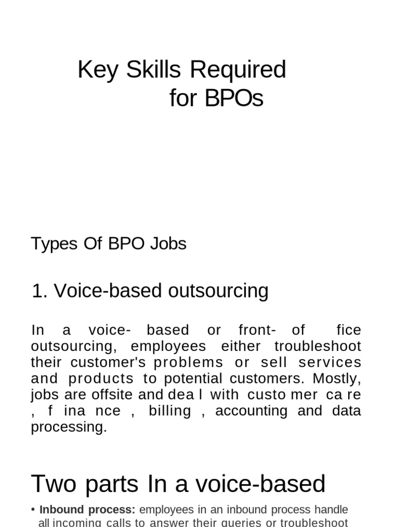 Chap 4-Key-Skills-Required-for-BPOs | PDF | Outsourcing | Bookkeeping