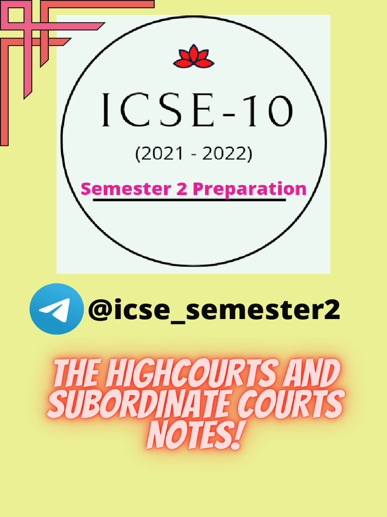 The Highcourts and Subordinate Courts Notes | PDF