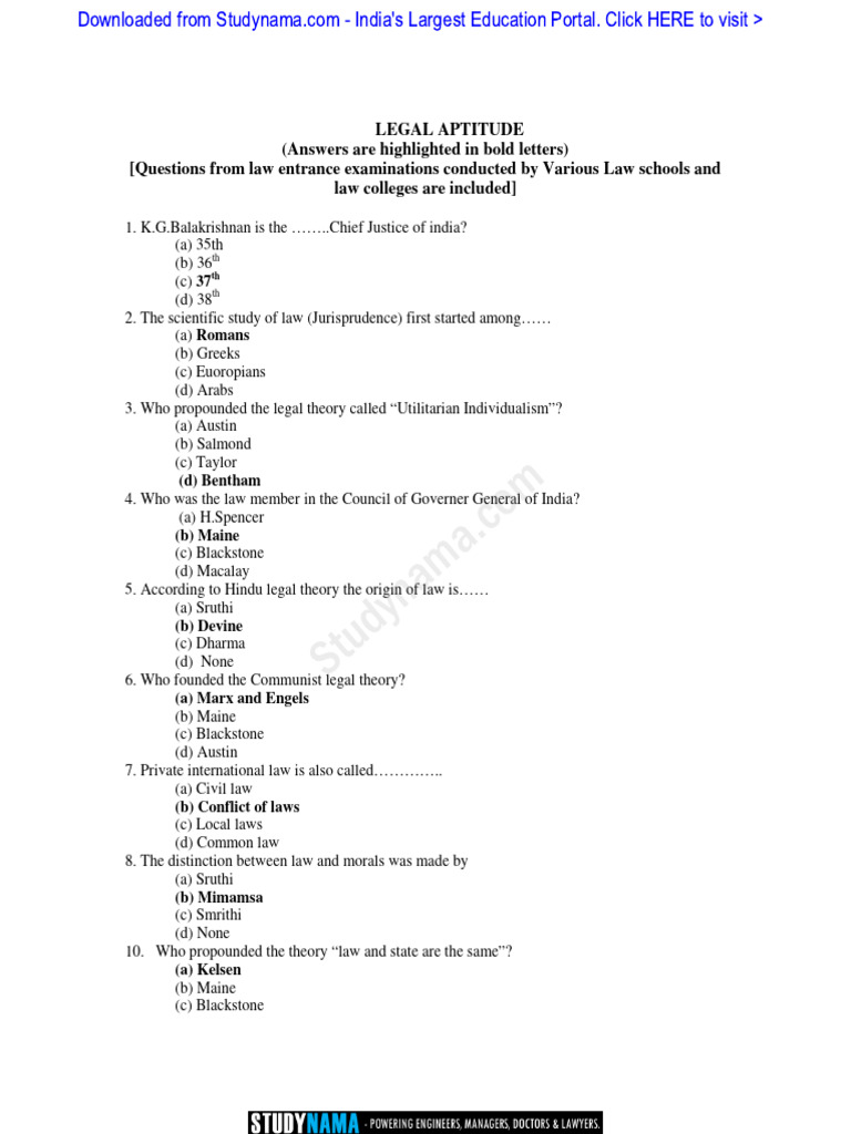 DU LLB LAW-Exam-Legal-Aptitude Model Paper | PDF | Duty Of Care | Murder