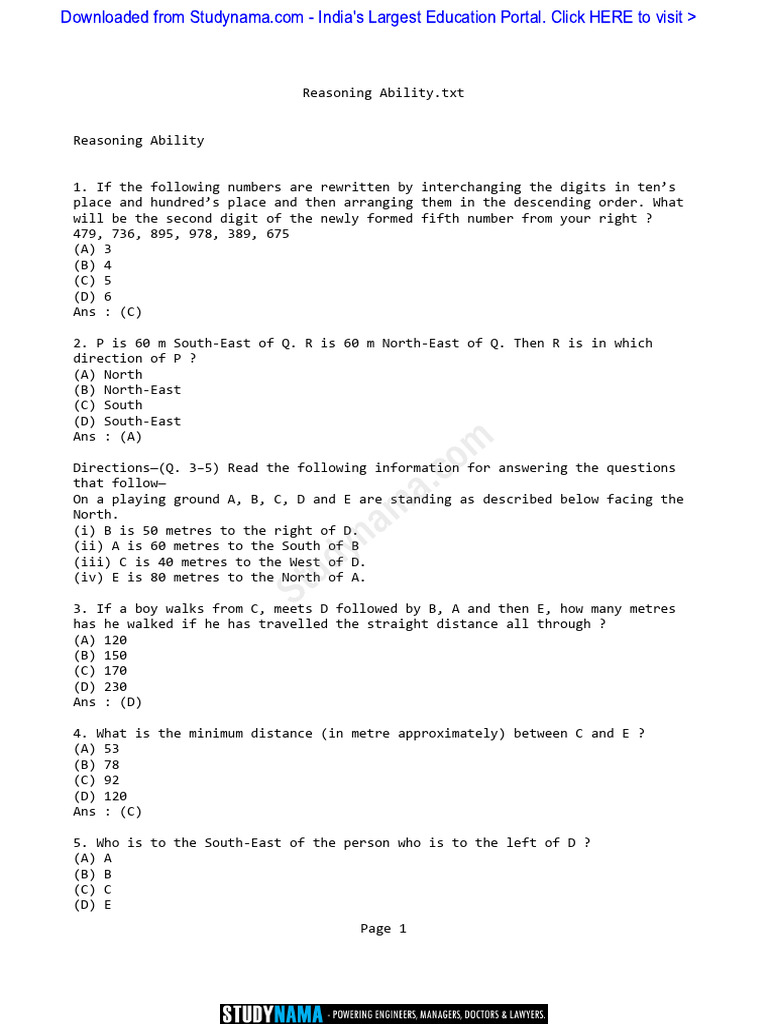 DU LLB LAW-Exam-Reasoning-Ability Practice Paper | PDF | Petroleum | White Blood Cell