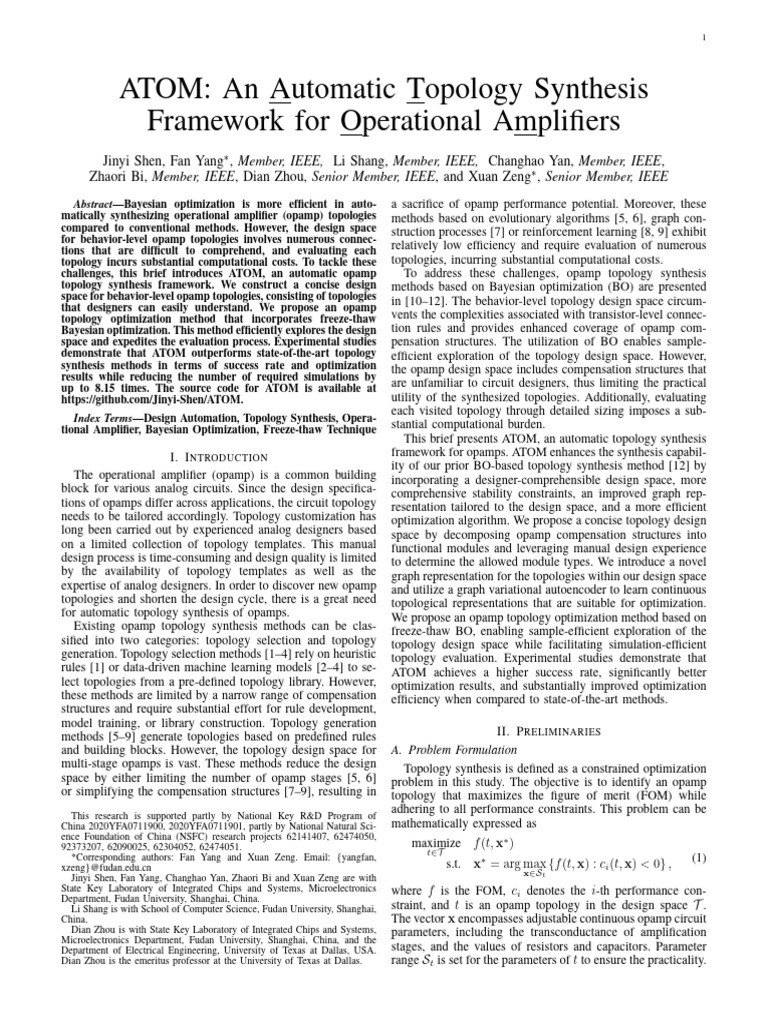 ATOM An Automatic Topology Synthesis Framework For Operational Amplifiers | PDF | Mathematical ...