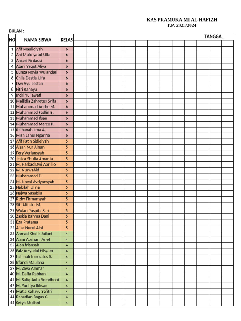 Absen Pramuka Siswa | PDF