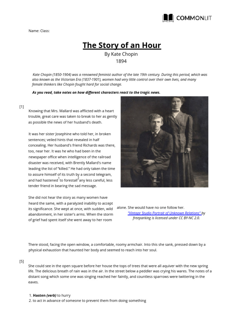The Story of An Hour by Kate Chopin | PDF