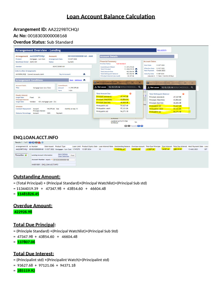 Loan Account Balance Calculation | PDF