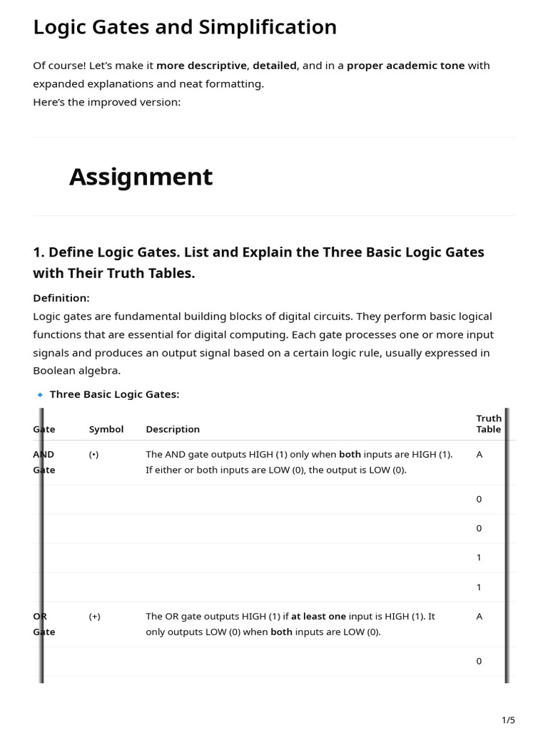 Logic Gates and Simplification | PDF | Operating System | Logic Gate